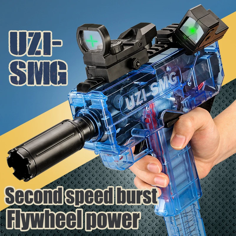 High Speed Flywheel Uzi Soft Bullet Gun Electric Continuous Eva Soft ...