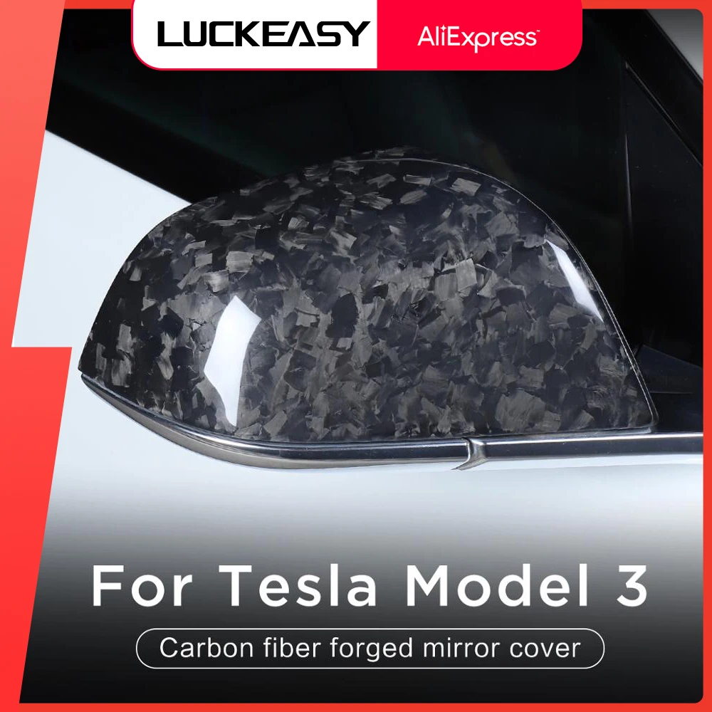 Luckeasy For Tesla Model 3 Car Rearview Mirror Shell Decoration Model3 ...