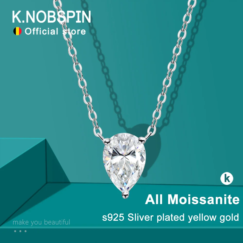 KNOBSPIN-Pear-Moissanite-Pandent-Necklace-GRA-Certified-7-10mm-Diamond-s925-Silver-18k-Dainty ...