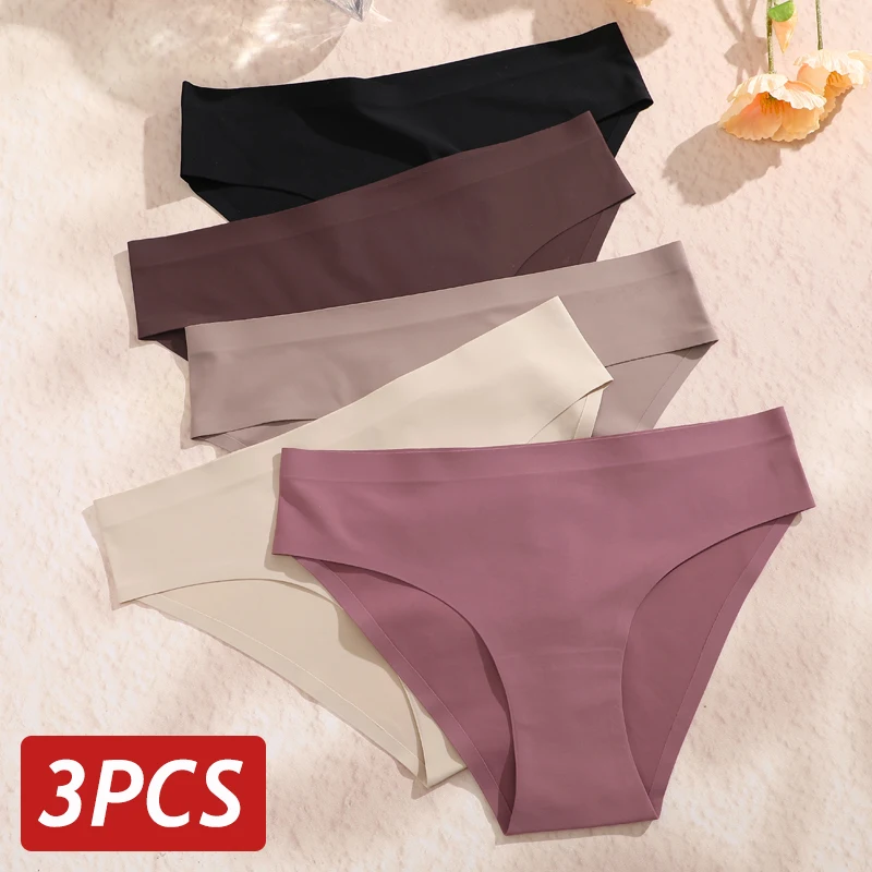 3PCS-Set-Seamless-Pantie-For-Women-Low-Rise-Briefs-9-Solid-Colors-Ultra ...