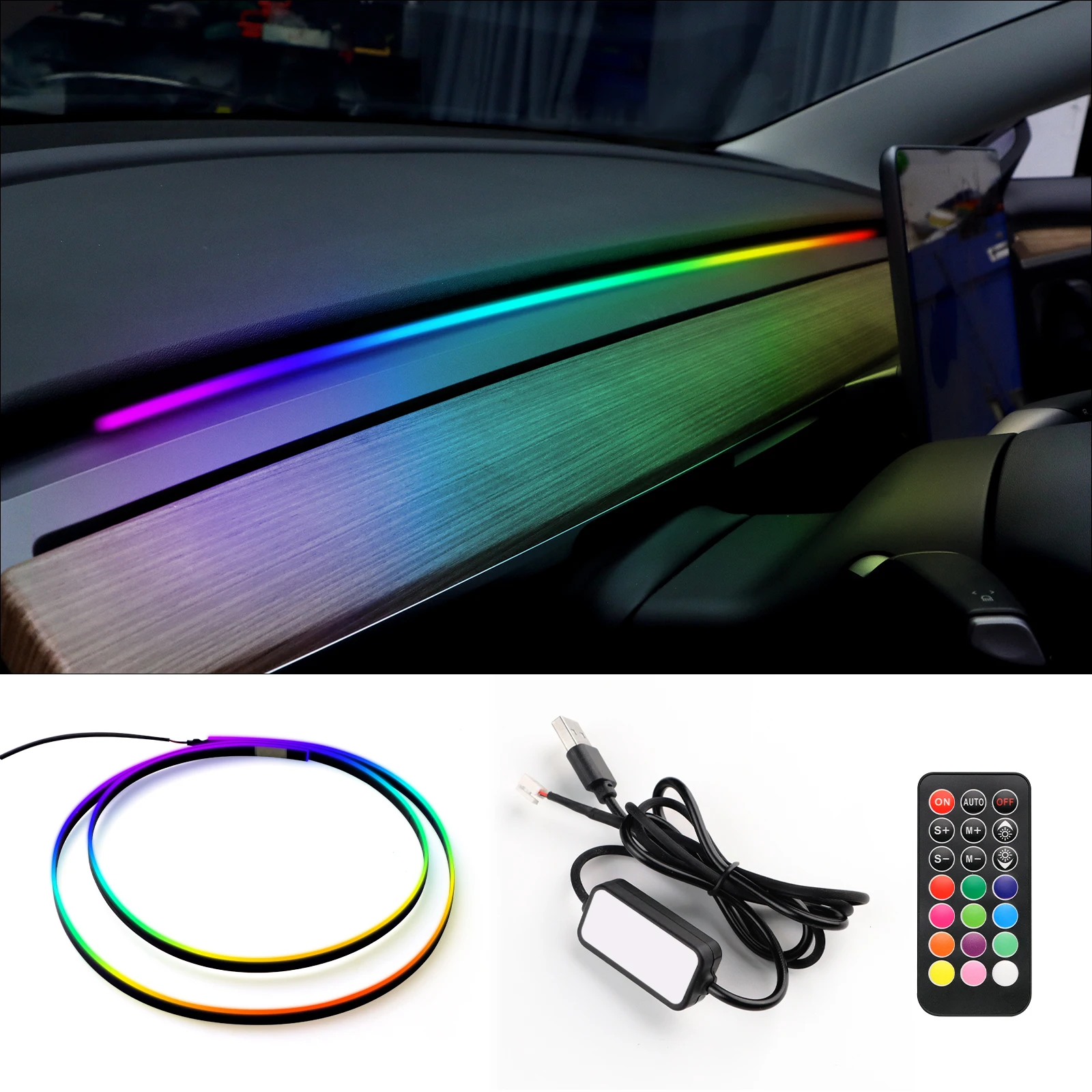 Car Universal LED Ambient Strip Light For Tesla Model 3 Y S X LED ...
