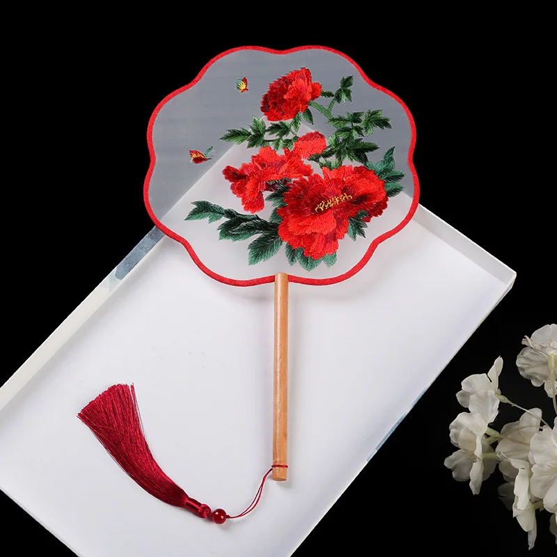 2PCS-China-fan-semi-transparent-long-handle-tassel-dance-fan-Hanfu ...