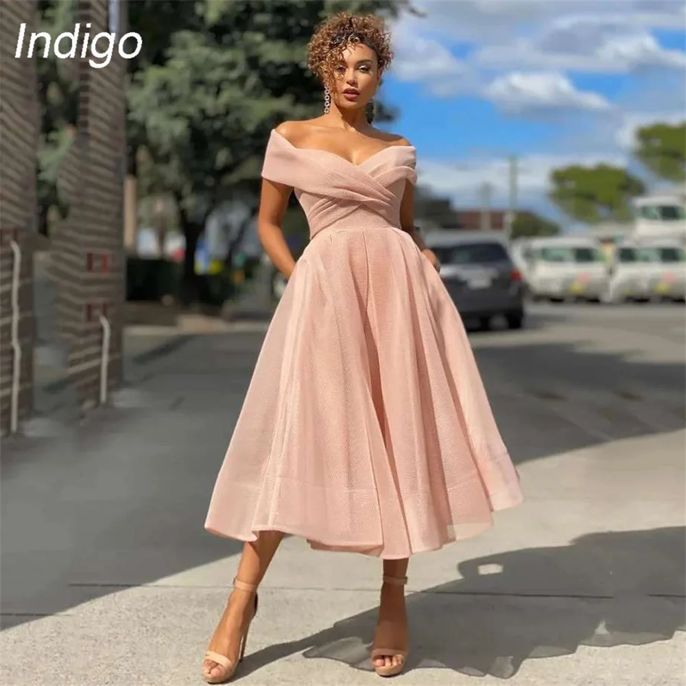 Indigo-vestido-de-fiesta-con-hombros-descubiertos-para-mujer-traje-de ...