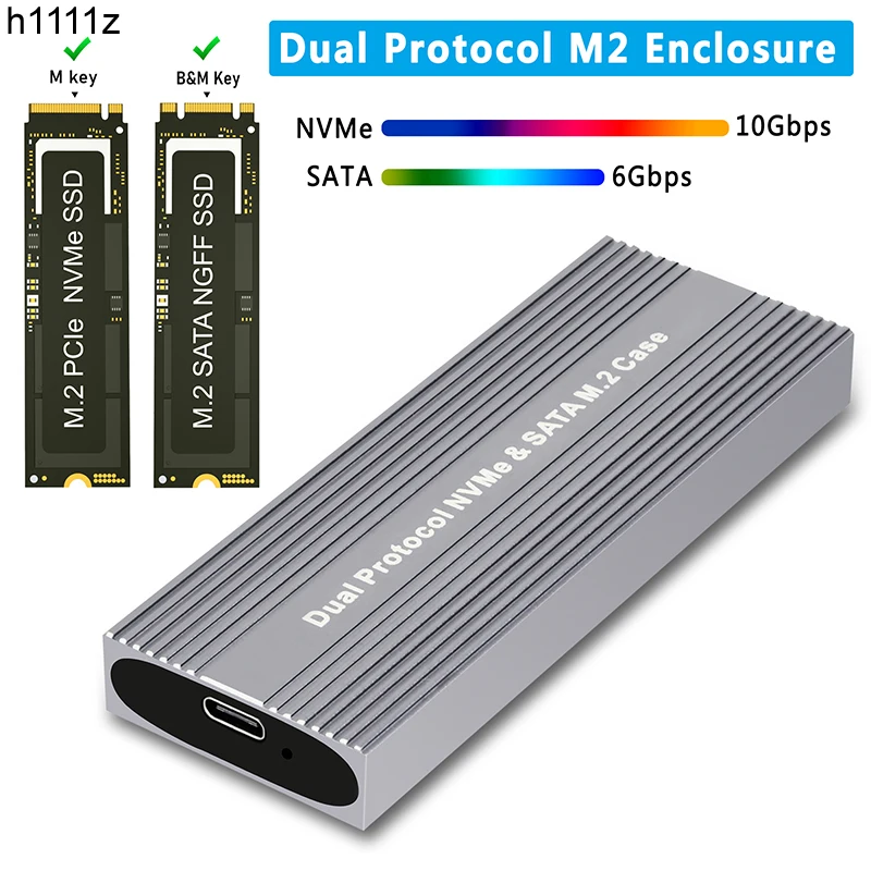 Dual Protocol SSD Case Enclosure M.2 SATA NVME SSD External Case ...