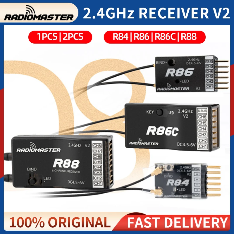 1-2PCS-Radiomaster-R84-R86-R86C-R88-V2-2-4GHz-Receiver-4CH-6CH-8CH-D8 ...
