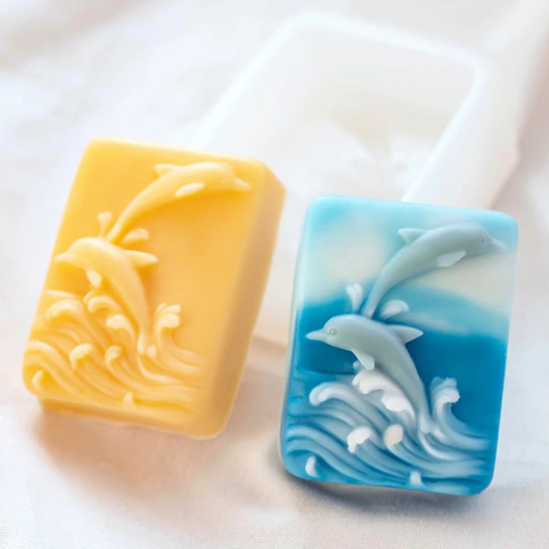 Surfing Dolphin Silicone Soap Mold DIY Relief Animal Soap Making Kits ...