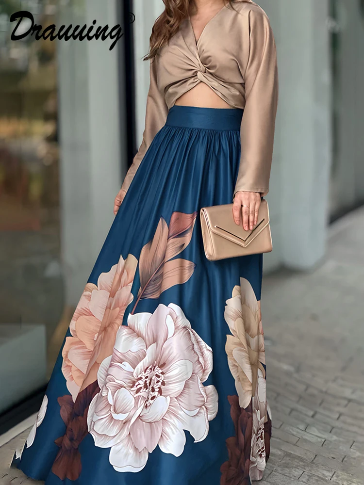 D-rauuing-2-Pieces-Sets-Women-Top-And-Skirts-Outfits-Women-Loose ...