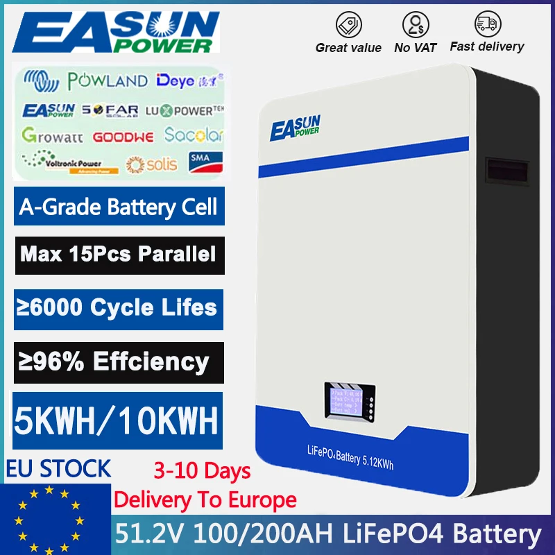 EASUN 300AH 100AH LiFePO4 Battery 48V 100AH Battery Powerwall 5KWH ...
