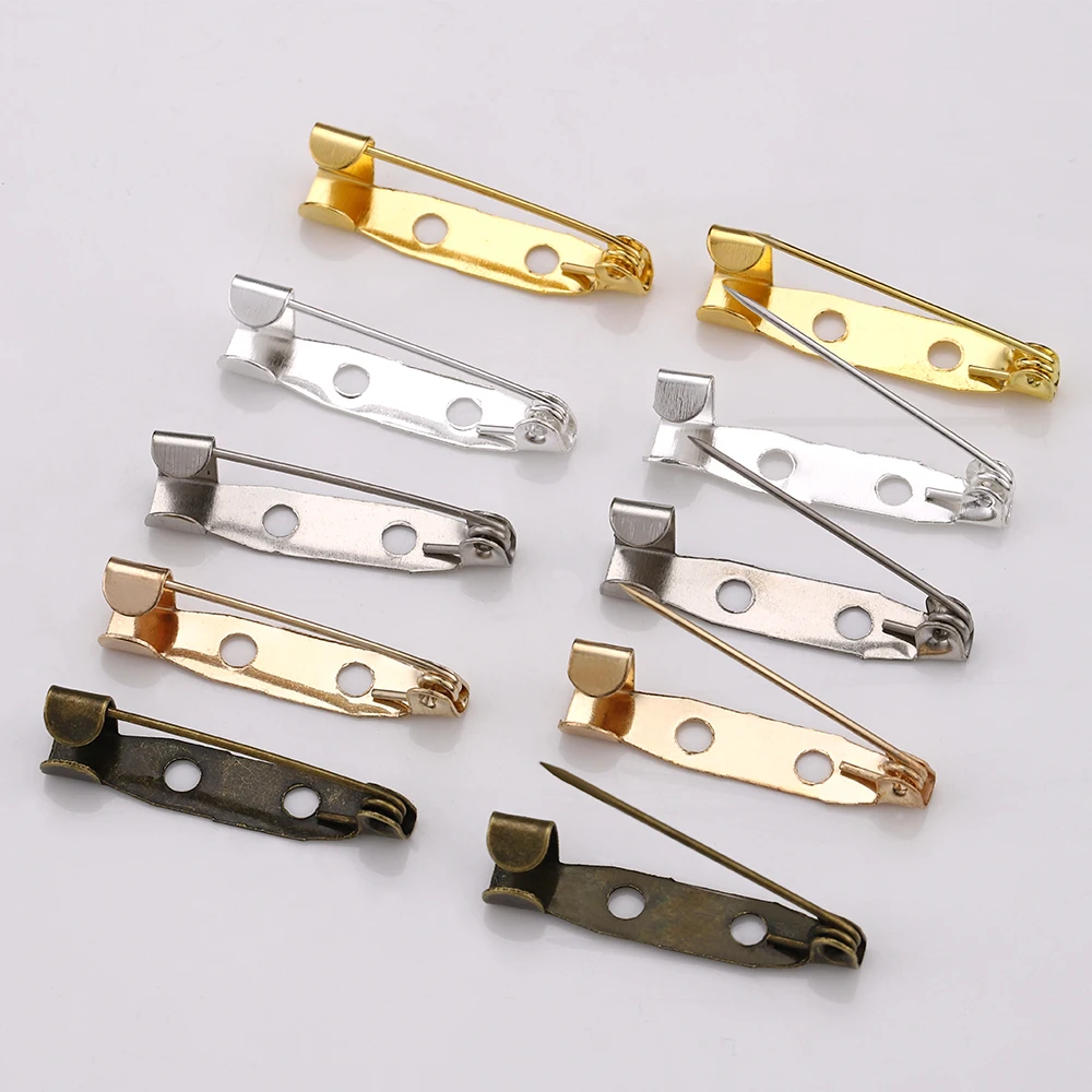 50pcs Metal Brooch Pin Clip Base for DIY Jewelry Making Brooch Setting ...