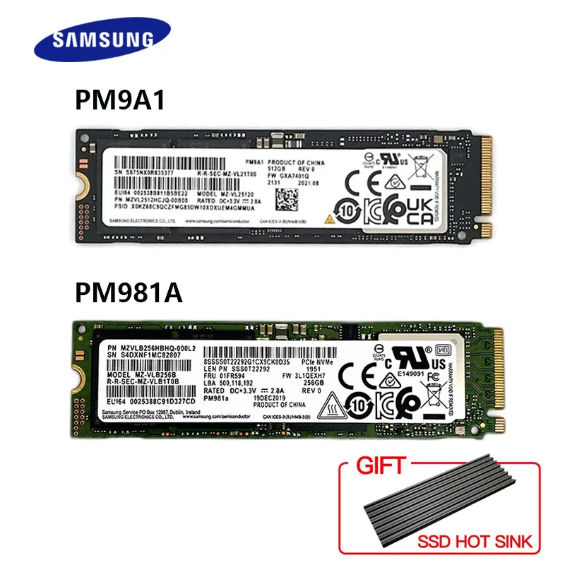 노트북 데스크탑용 삼성 SSD M.2 2280 PM9A1 PM981A 256GB 512GB NVMe M.2 NVMe PCIe4.0, 1TB 내장 솔리드 스테이트 드라이브 ...