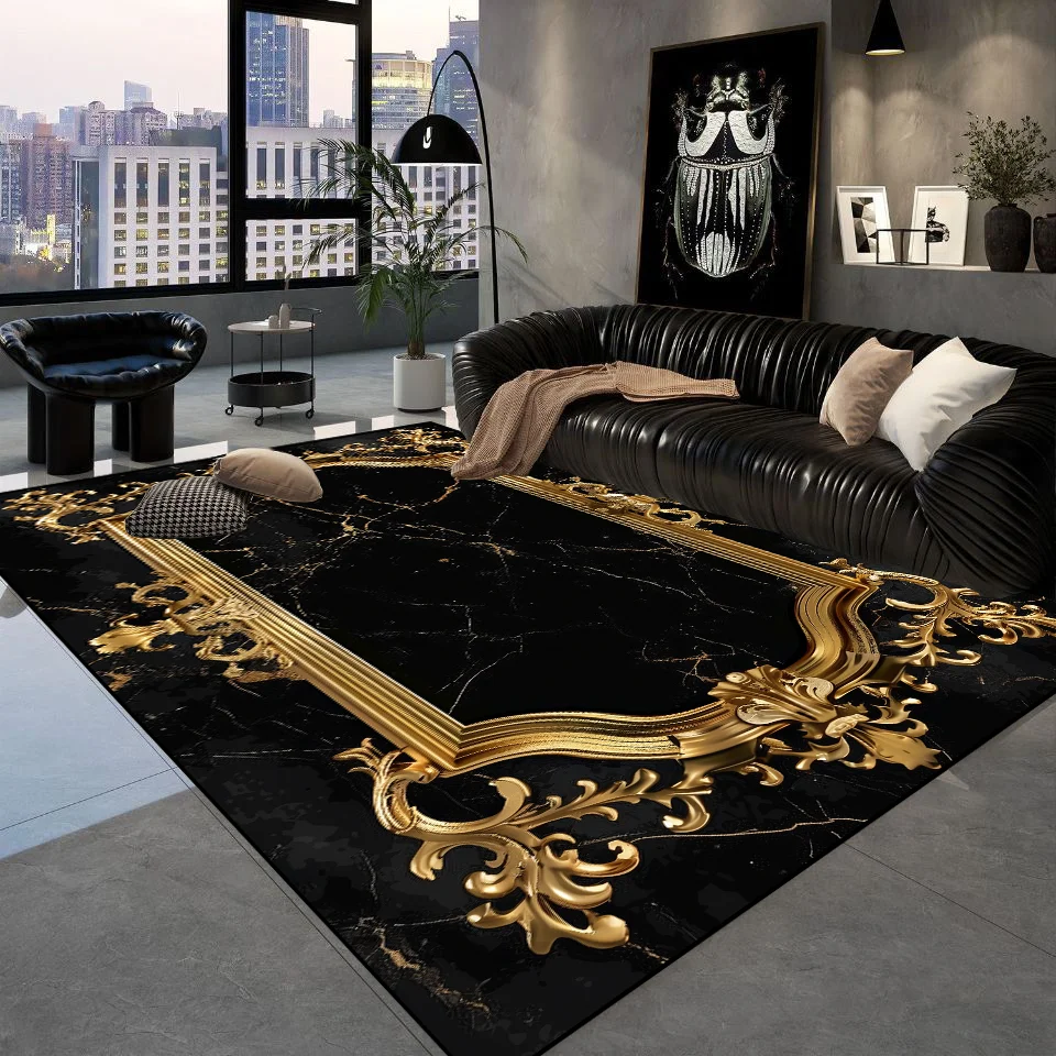 Luxury-Black-Golden-Carpets-Retro-European-Living-Room-Carpet-Hotel ...