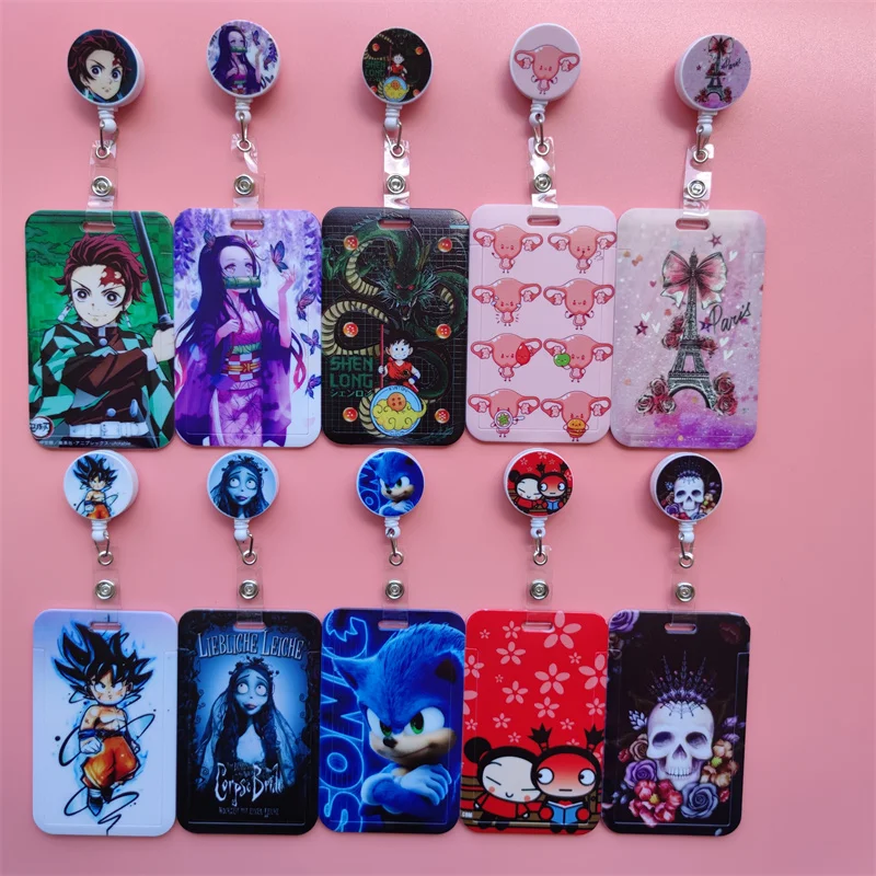 Cartoon Retractable Buckle Card Holder Women Business Badge Case Men ...