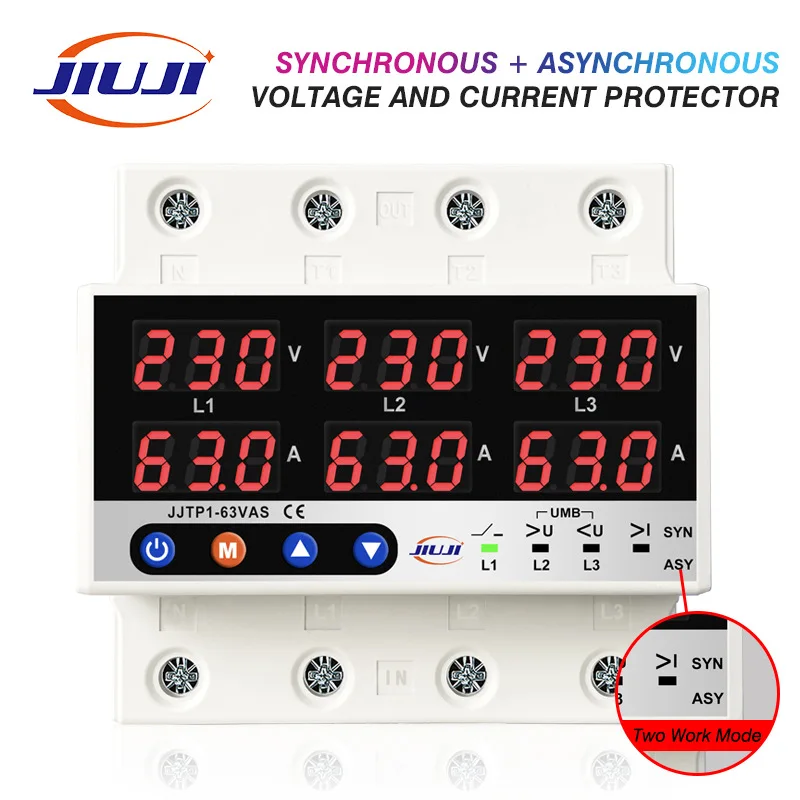 3-Phase-3P-N-Din-rail-Voltmeter-Ammeter-adjustable-Over-and-Under ...