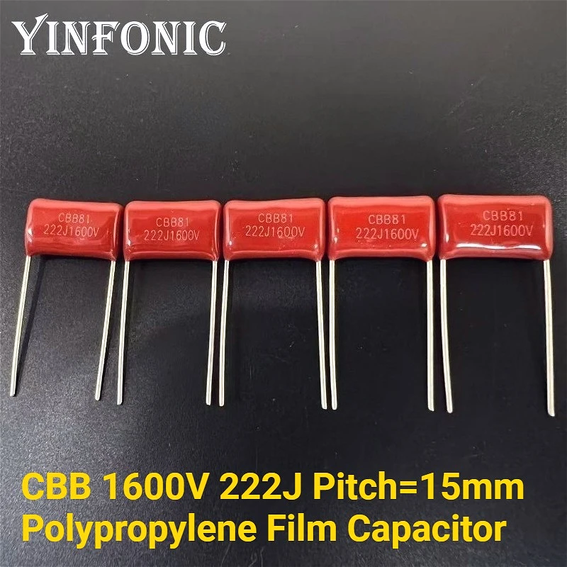 10Pcs/100Pcs CBB Capacitor 1600V 222J P15 2200pF CBB81 Metallized ...