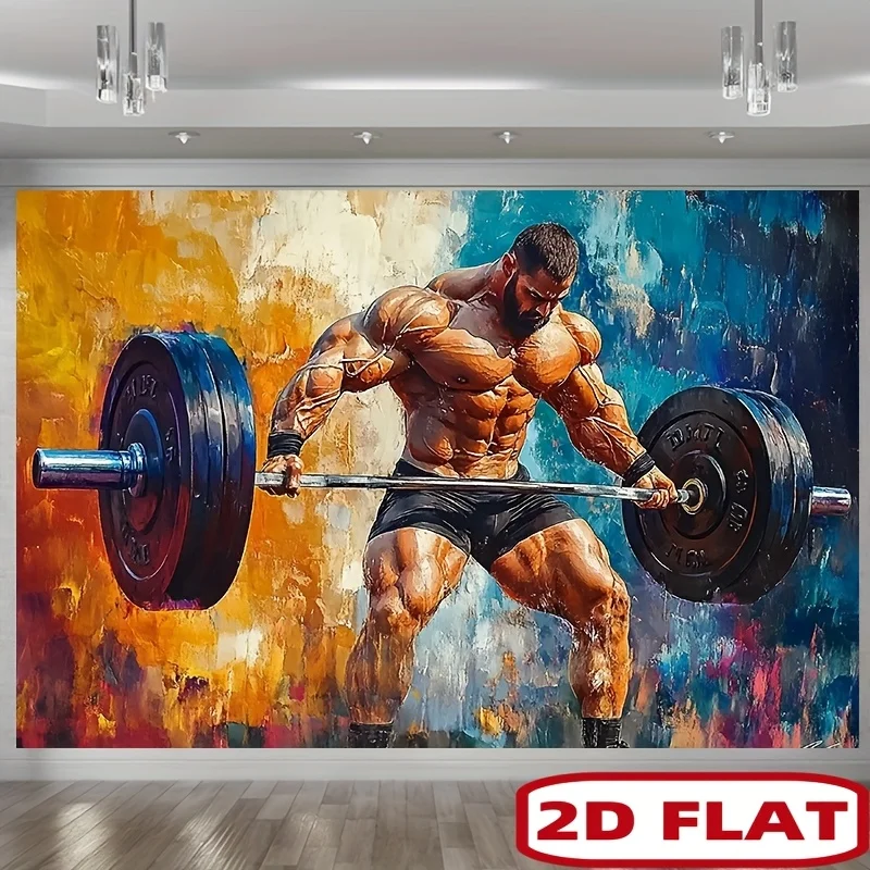 1Gym wall banner - Dumbbell lifting muscle pattern - Home Party ...