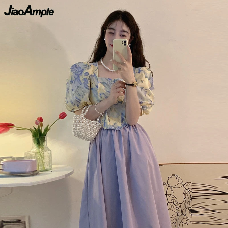 Summer 2 Piece Outfit Korean | Purple Matching Skirt Set | Two Piece ...