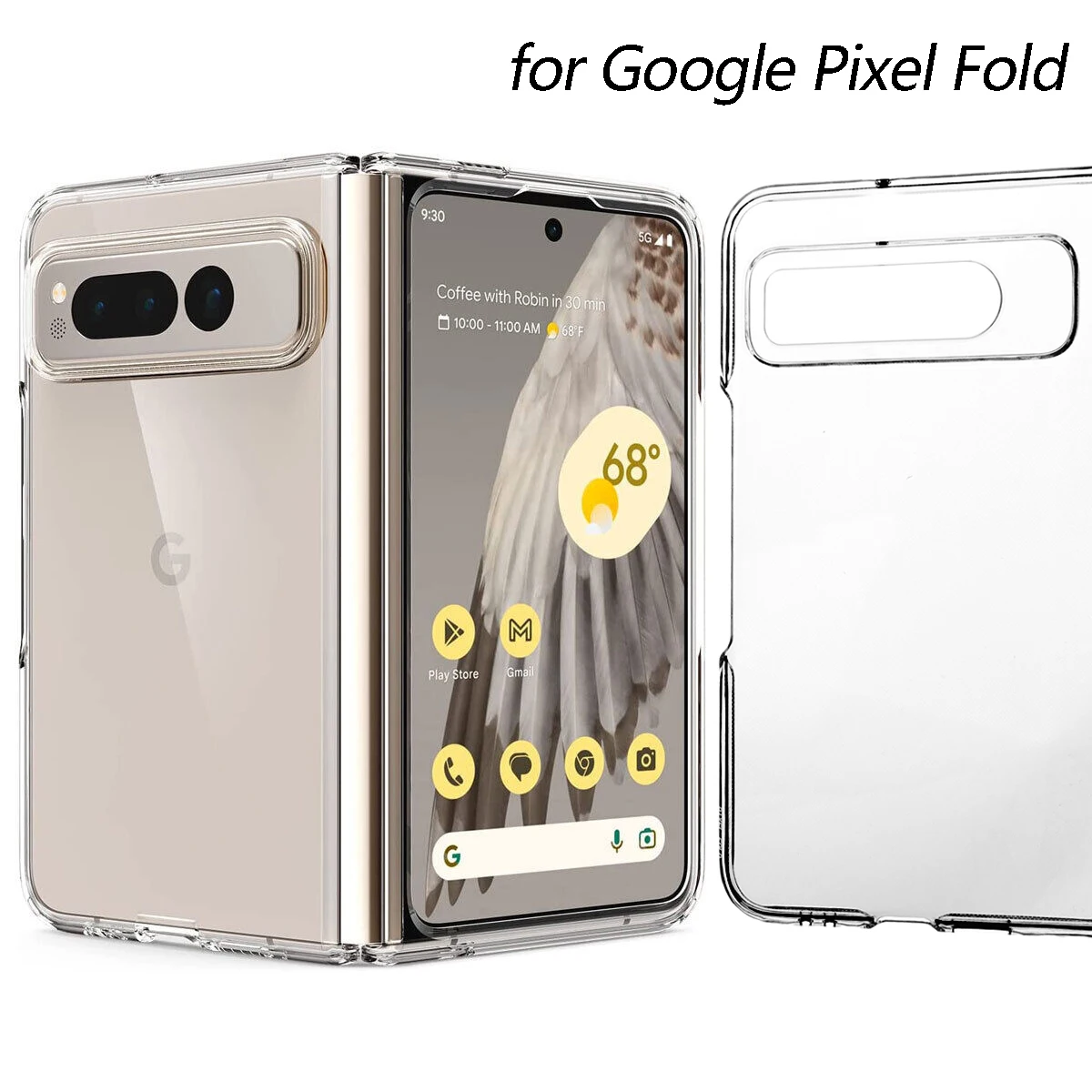 For-Google-Pixel-Fold-5G-Transparent-Case-Hard-PC-Frame-Bumper-Front ...