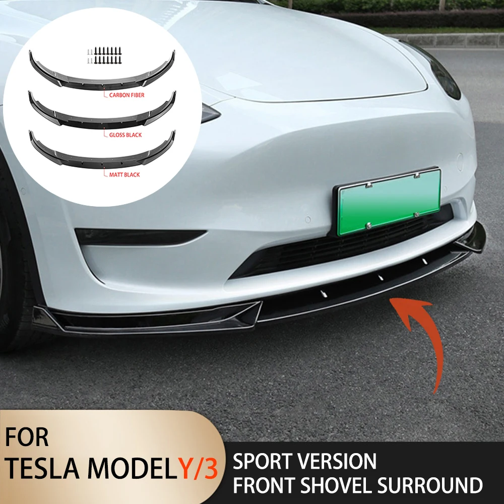 Front Bumper Lip Lower Chin Carbon Fiber Body Kit Spoiler Deflector ...