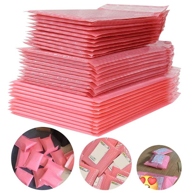 Pink Bubble Packaging Bags Anti-extrusion Waterproof Storage Bag For ...