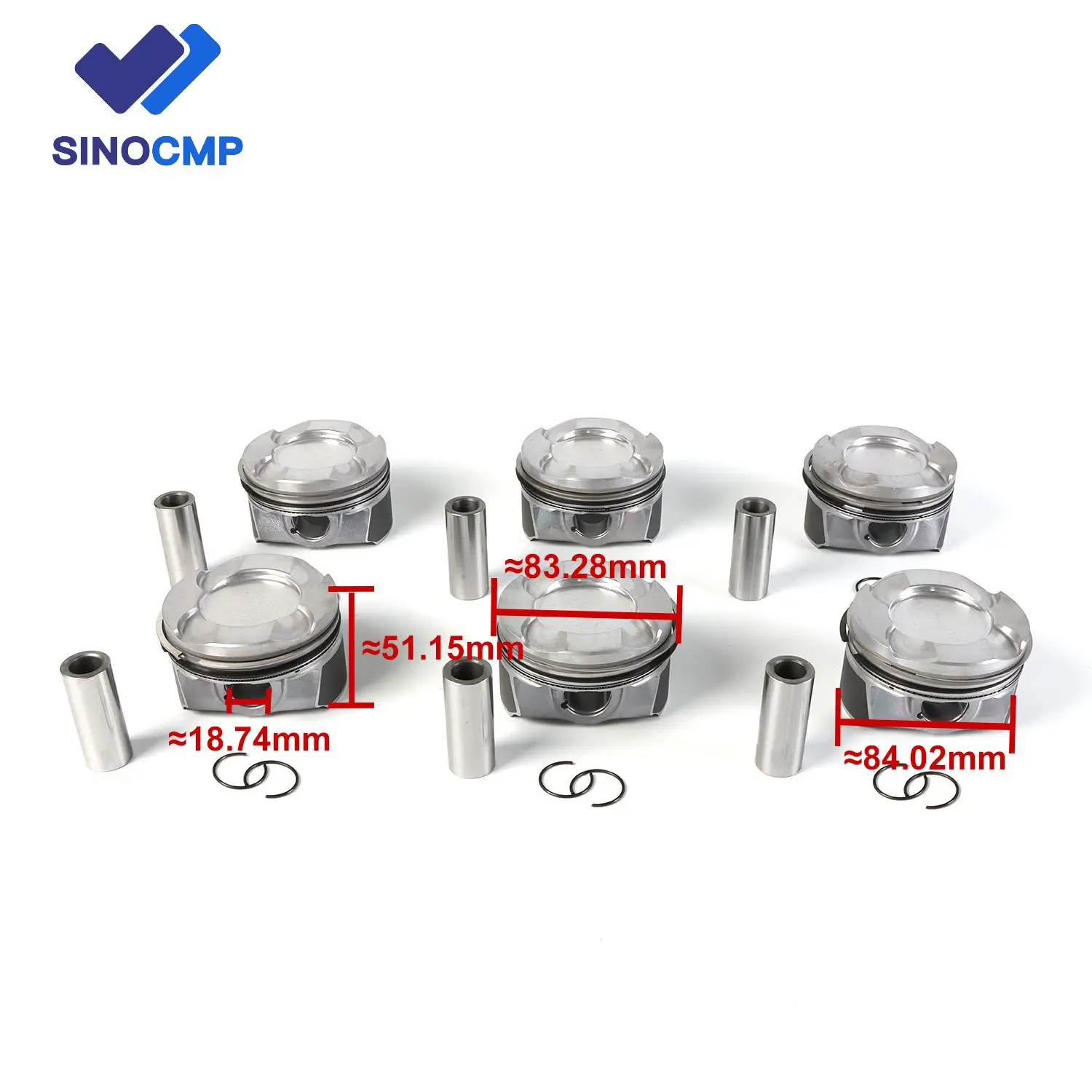 6pcs 11258619196 11257610297 11257589824 Pistons & Rings Set STD Φ84mm ...