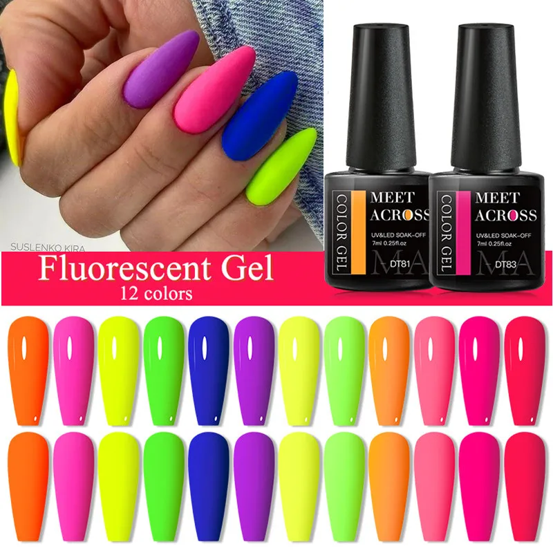 7ml Fluorescent Gel Nail Polish Summer Neon Gel Polish Vernis Semi ...