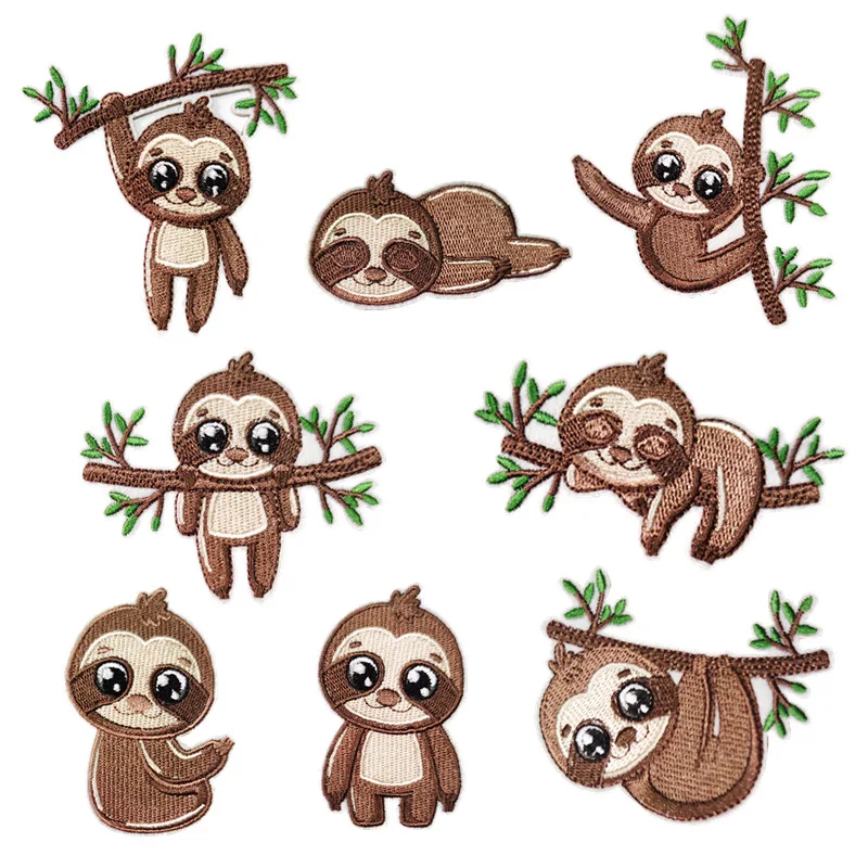 Cartoon-Sloth-Patches-Embroidered-Iron-On-Animal-Stickers-for-Kids ...