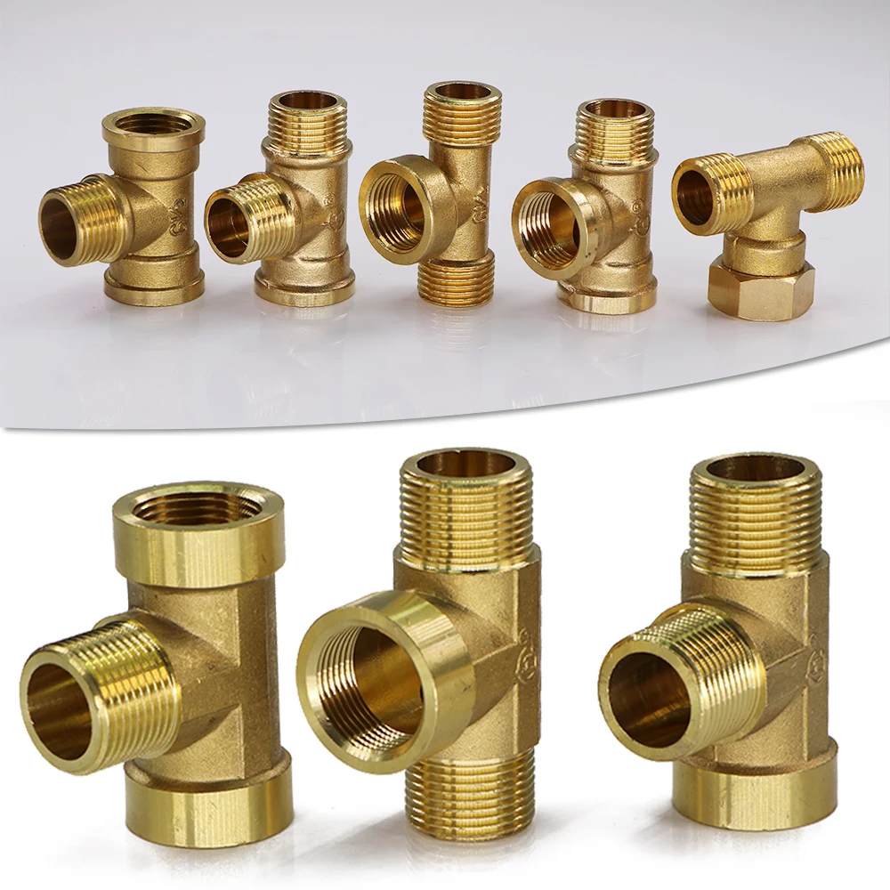 1-2-3-4-Brass-Tee-Adapter-Male-to-Female-Thread-Variable-Diameter ...