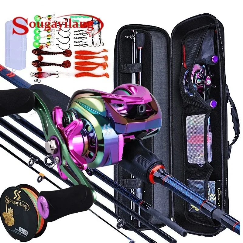 Sougayilang-Fishing-Rods-and-Reels-5-Section-Carbon-Rod-Baitcasting ...