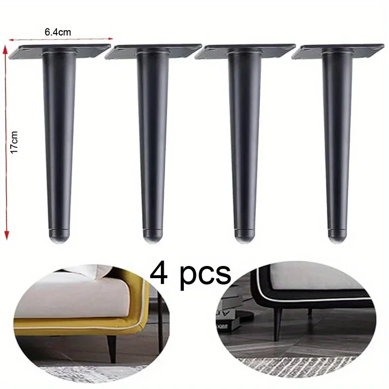 4pcs Metal Furniture Legs Round Tall Sleek Tapered Sofa Legs Modern ...