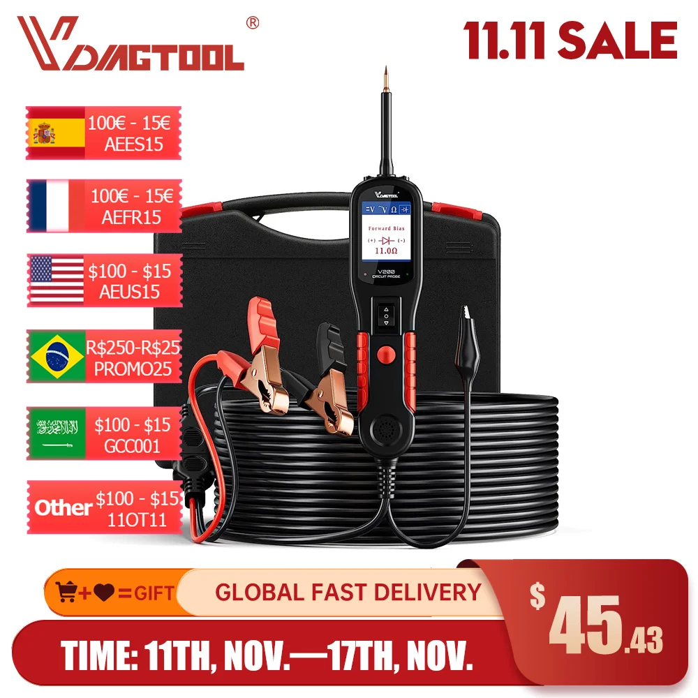 VDIAGTOOL-V200-Power-Probe-Electric-Circuit-Tester-6V-30V-Electrical ...