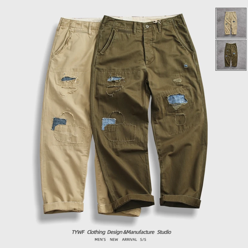 Spring-And-Summer-New-American-Trend-Heavyweight-Hole-Patch-Cargo-Pants ...