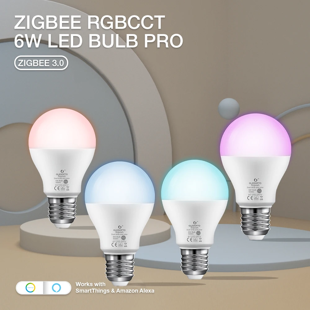 Zigbee-3-0-Gledopto-RGBCCT-6W-LED-Light-Bulb-Pro-E26-E27-Color-Changing ...