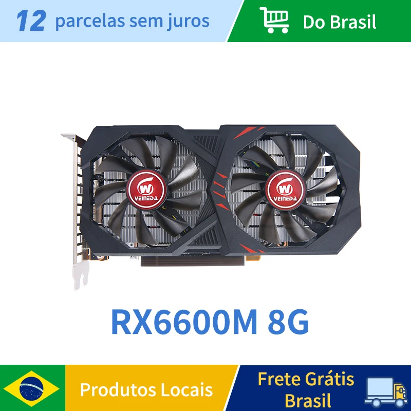 Placa Gráfica Veineda RX 6600M 8GB GDDR6 128Bit PCI-E 4.0×8 8Pin Radeon ...