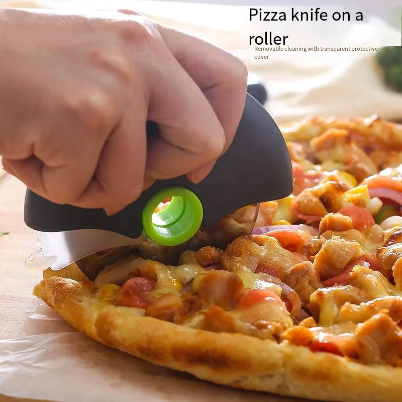 Stainless-Steel-Round-Wheel-Cutting-Knife-for-Pizza-with-Lid-Roller ...