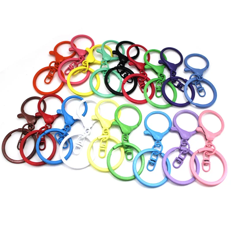 10PCS-30mm-Metal-Keychain-Split-Rings-Keyfob-Charm-Key-rings-Lobster ...