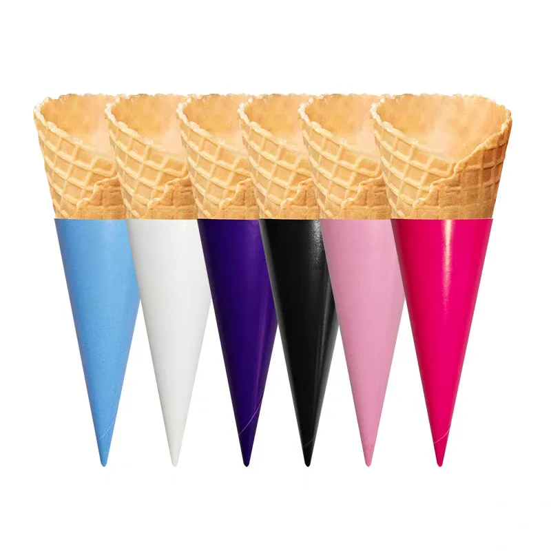 1000pcs Ice Cream Cone Holder Printing Paper Cover Sleeve Disposable ...