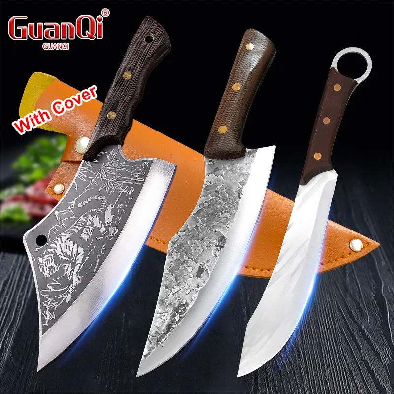 Forged Kitchen Knives Stainless Steel Butcher Cleaver Meat Beef Chicken ...