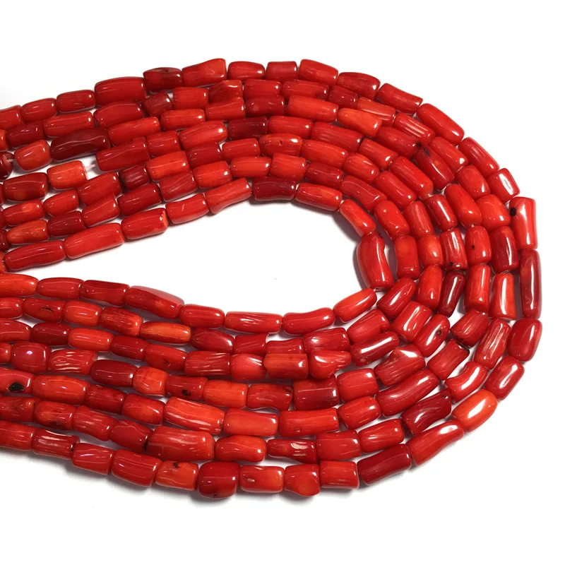 Natural-Coral-Beading-Red-Cylindrical-Irregular-Loosely-Isolation-Beads ...