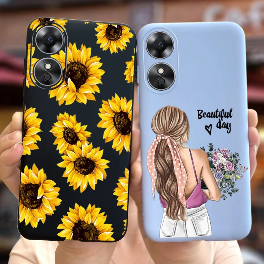For Oppo A17 Case CPH2477 Cute Sunflower Cartoon Girls Cover Soft ...