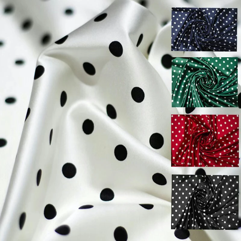 Silk Chiffon Fabric Polka Dot Print European Sle DIY Home Sponge Pad Dr ...