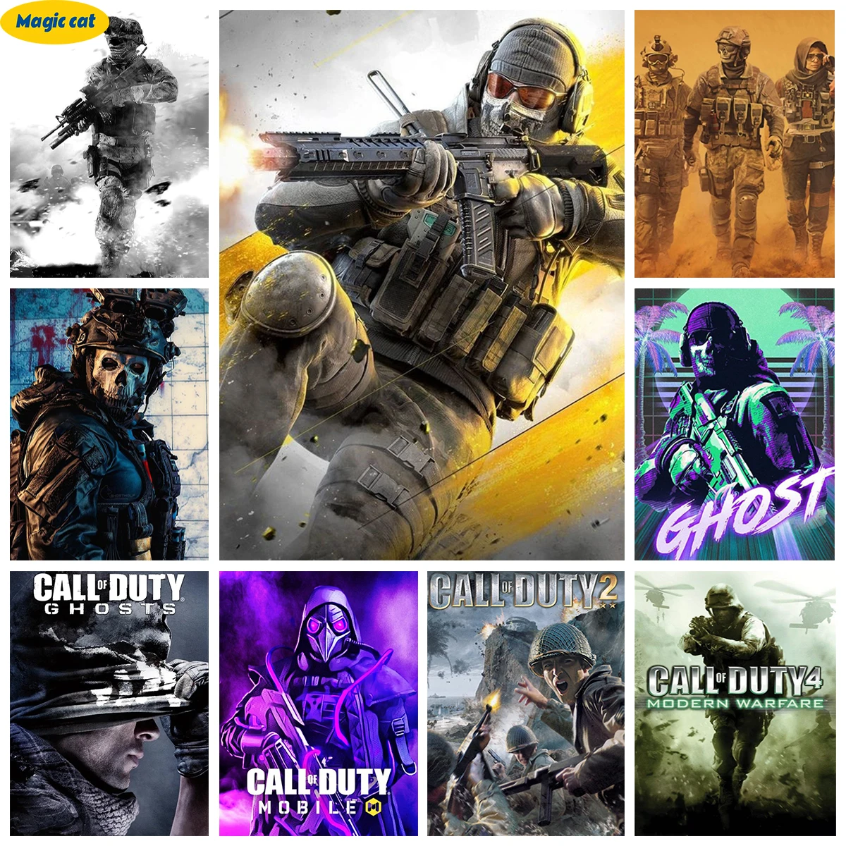 Call-of-Duty-5D-Diamond-Embroidery-Ghosts-and-Soap-Shootout-Game-Poster ...