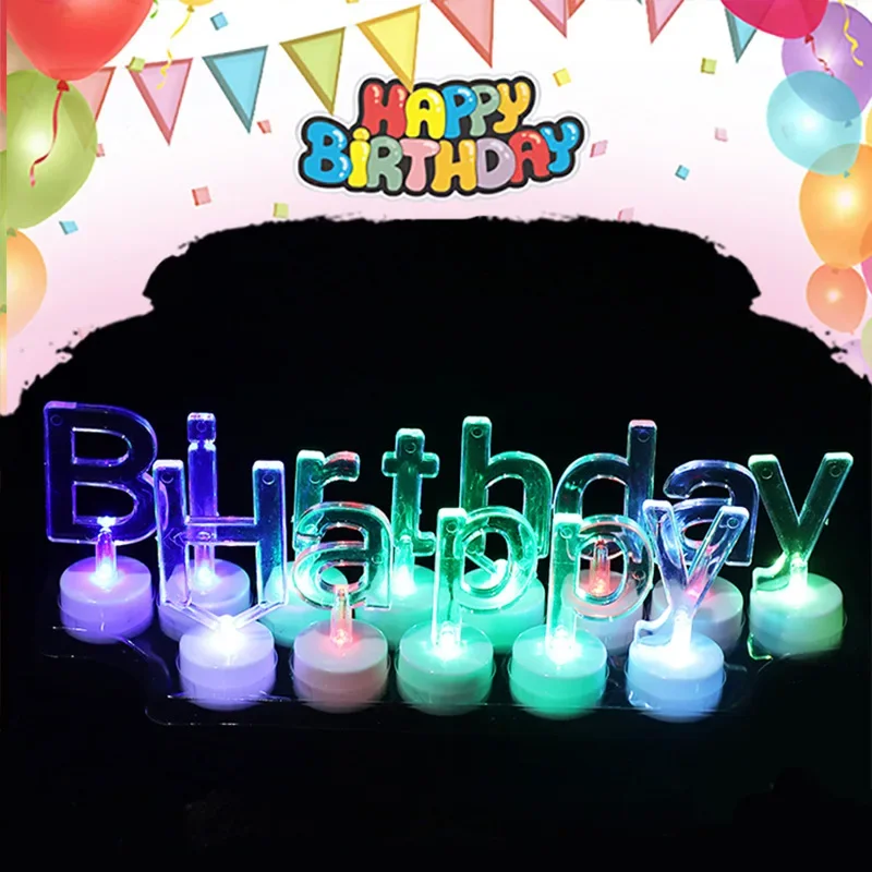 1 set Led Colorful Glowing Happy Birthday Candle with Light Effect Glow ...