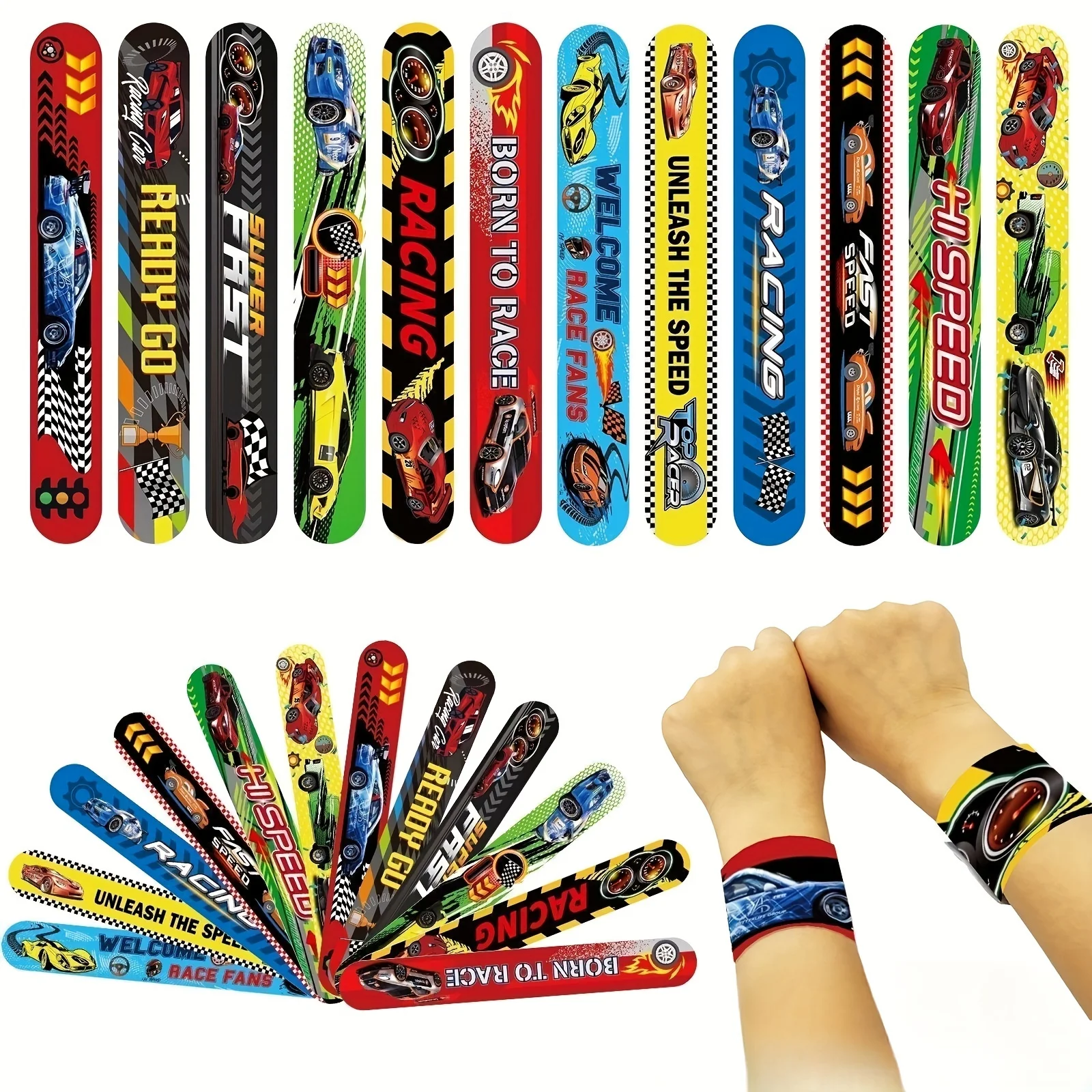 12Pcs-Racing-Car-Theme-Slap-Circle-Glitter-Sequins-Slap-Pop-Circle ...