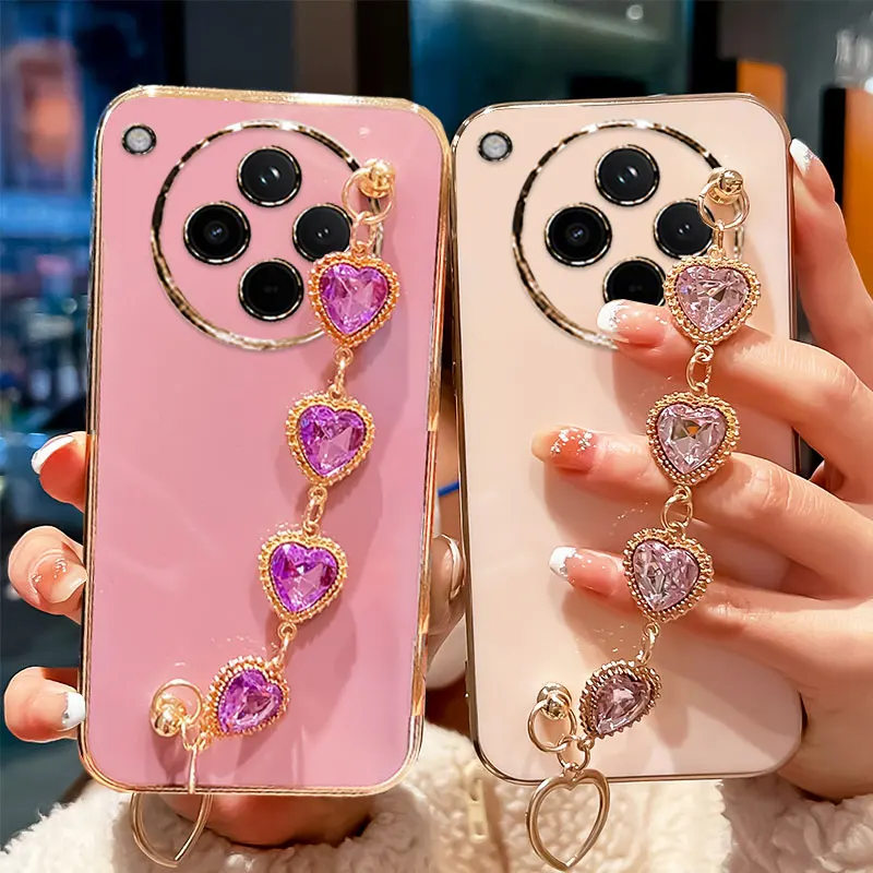 Wrist Bracelet Phone Case For Oppo Find X8 Case Luxury Love Heart Chain ...