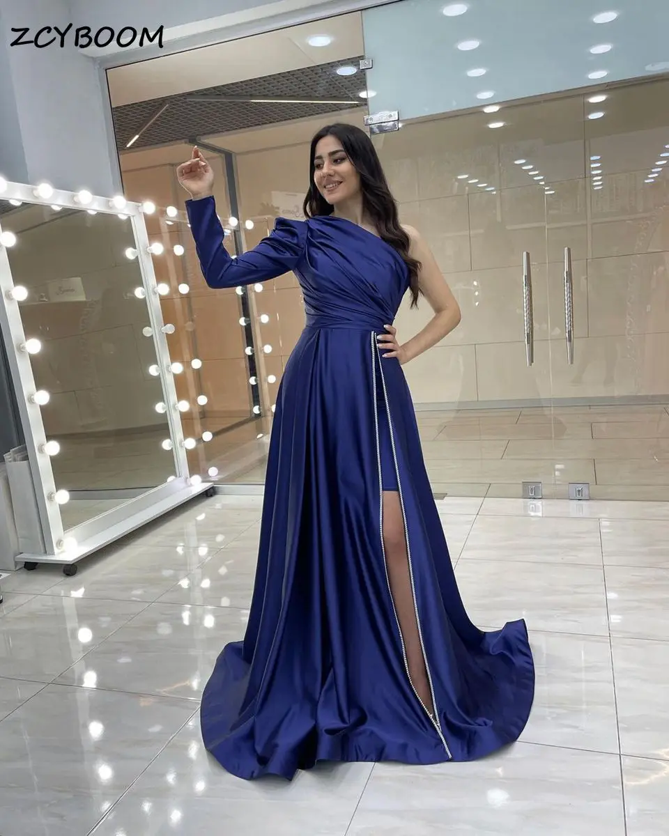 One Shoulder Royal Blue Prom Dresses