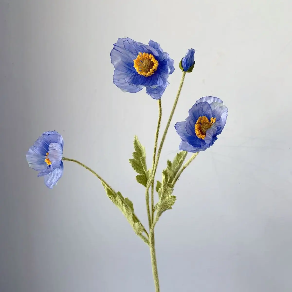 Color Gorgeous Flocking Stem Real Touch Realistic Artificial Papaver ...