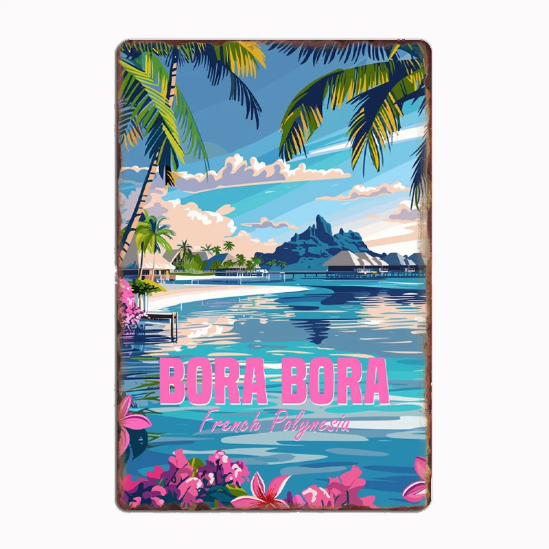 Bora Bora French Polynesia Scenic Spot Vintage Posters Metal Sign ...