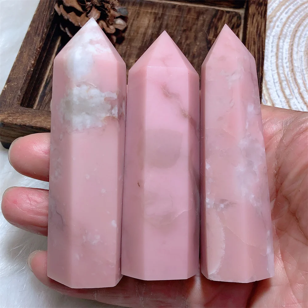 High-Quality-Natural-Crystal-Pink-Oplite-Tower-Point-Gemstones-Energy ...