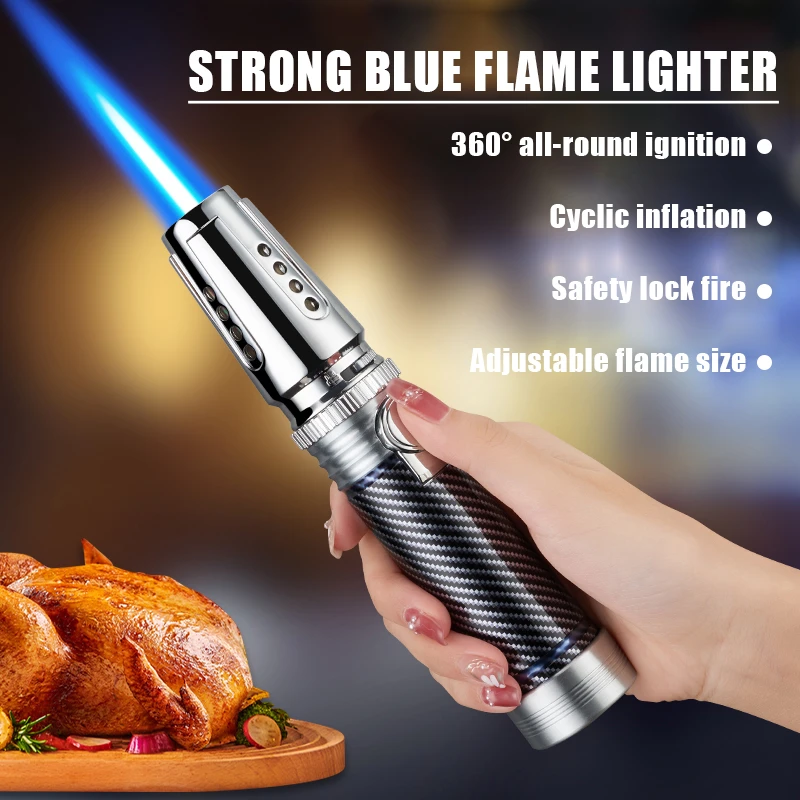 1300℃ Spray Gun Turbo Metal Blue Flame Gas Lighter Kitchen Cooking ...