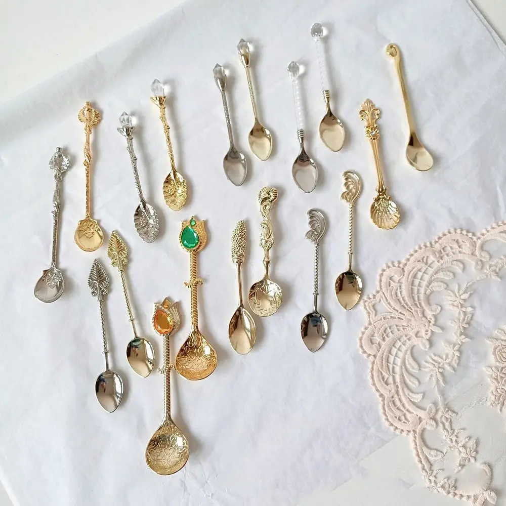 Vintage-Royal-Style-Coffee-Spoon-Exquisite-Crystal-Head-Metal-Teaspoon ...